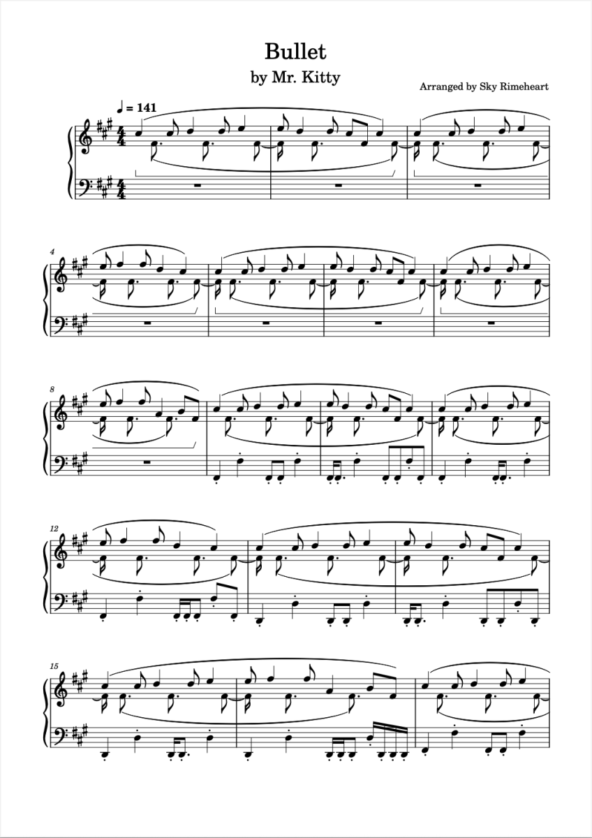 Mr.Kitty Bullet Sheet Music Downloads