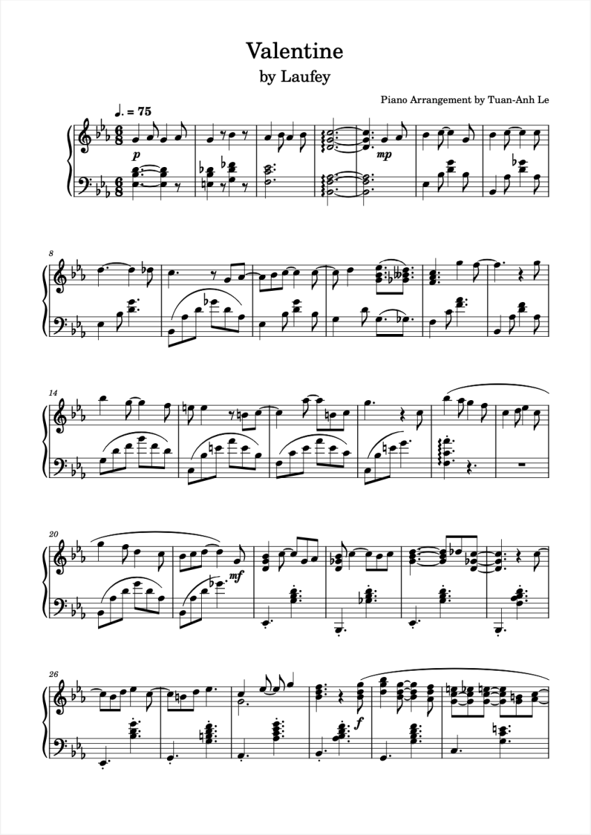 Laufey Valentine Sheet Music Downloads