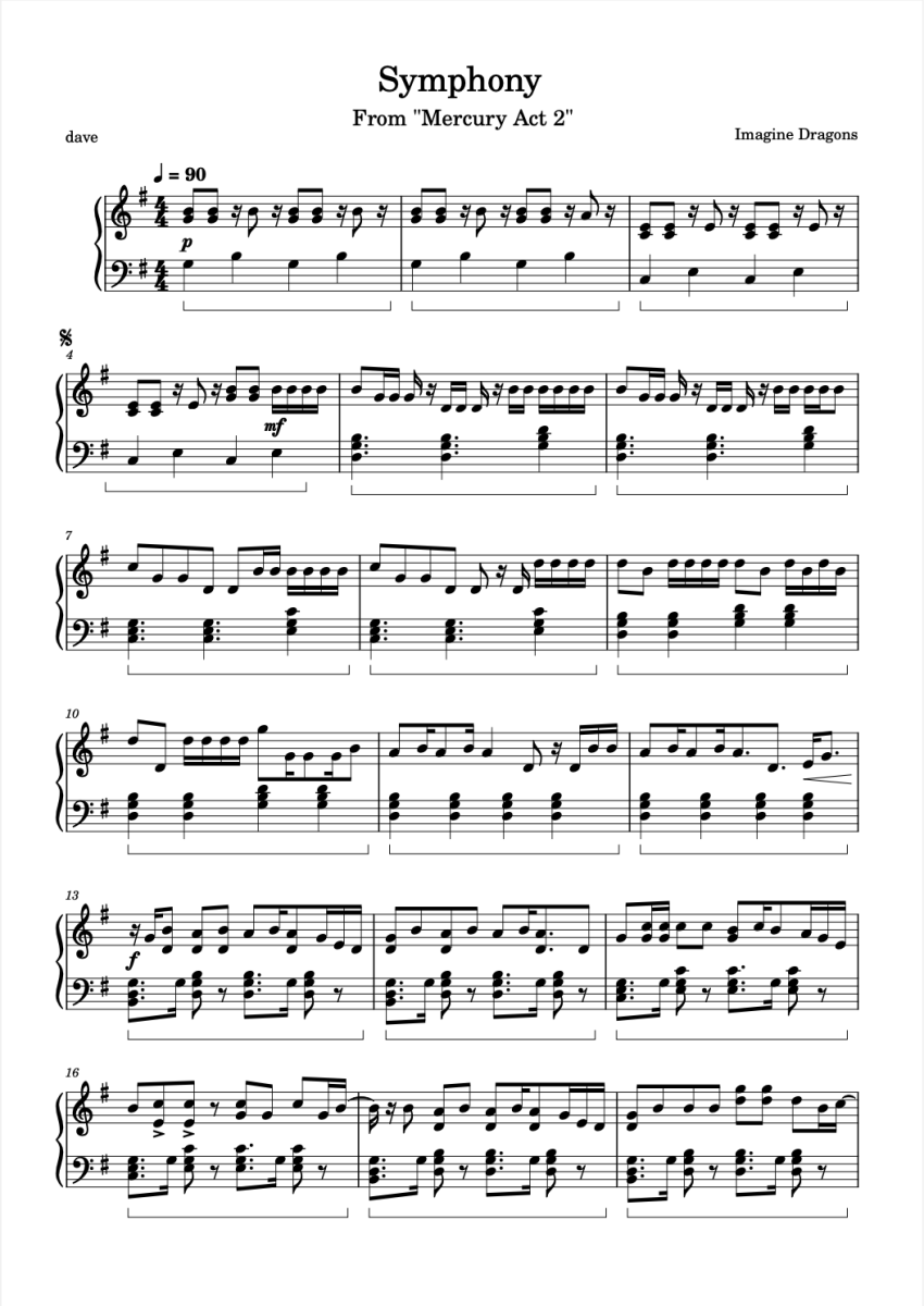 Imagine Dragons Symphony Sheet Music Downloads