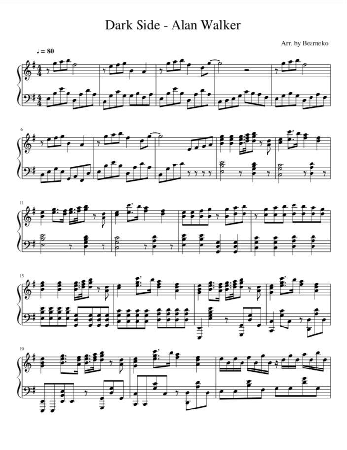 Alan Walker Darkside Sheet Music Downloads