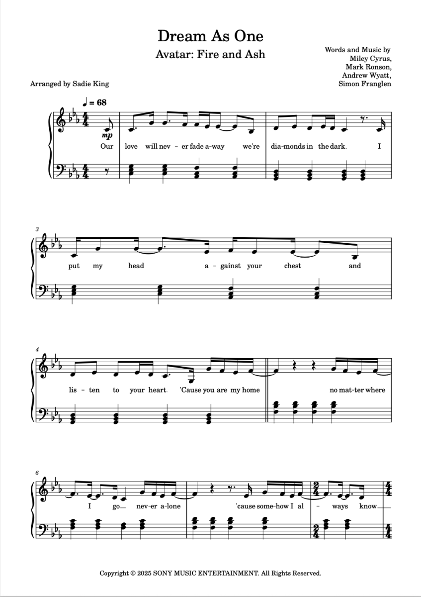 Miley Cyrus Dream As One Sheet Music Downloads
