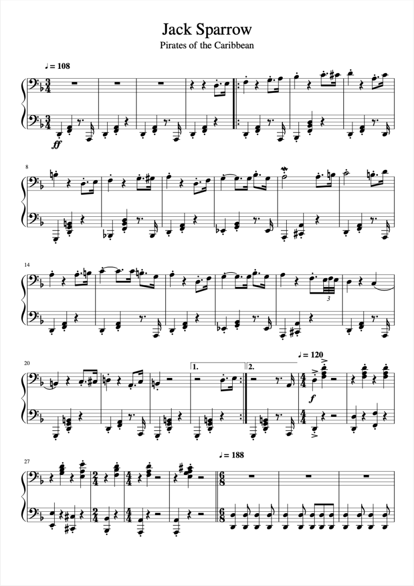 Hans Zimmer Jack Sparrow Sheet Music Downloads