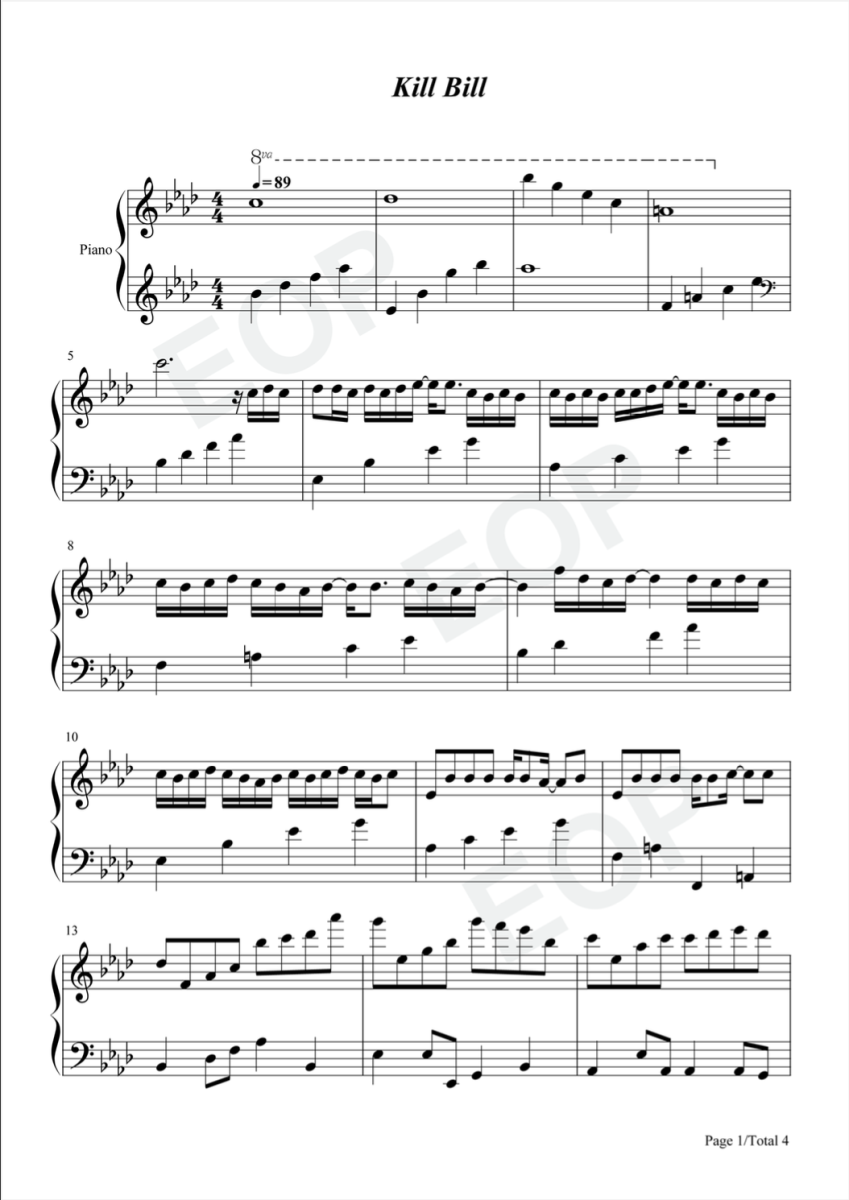 SZA Kill Bill Sheet Music Downloads