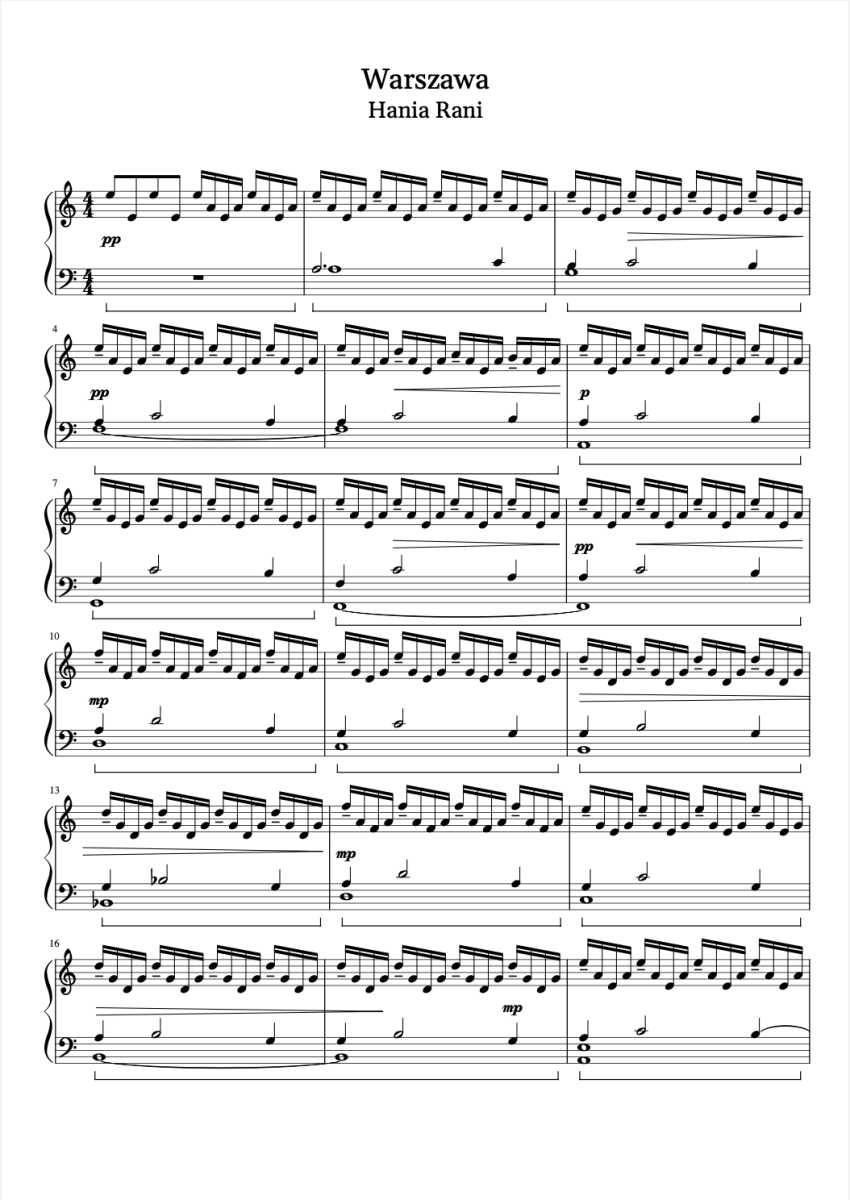 Hania Rani Warszawa Sheet Music Downloads