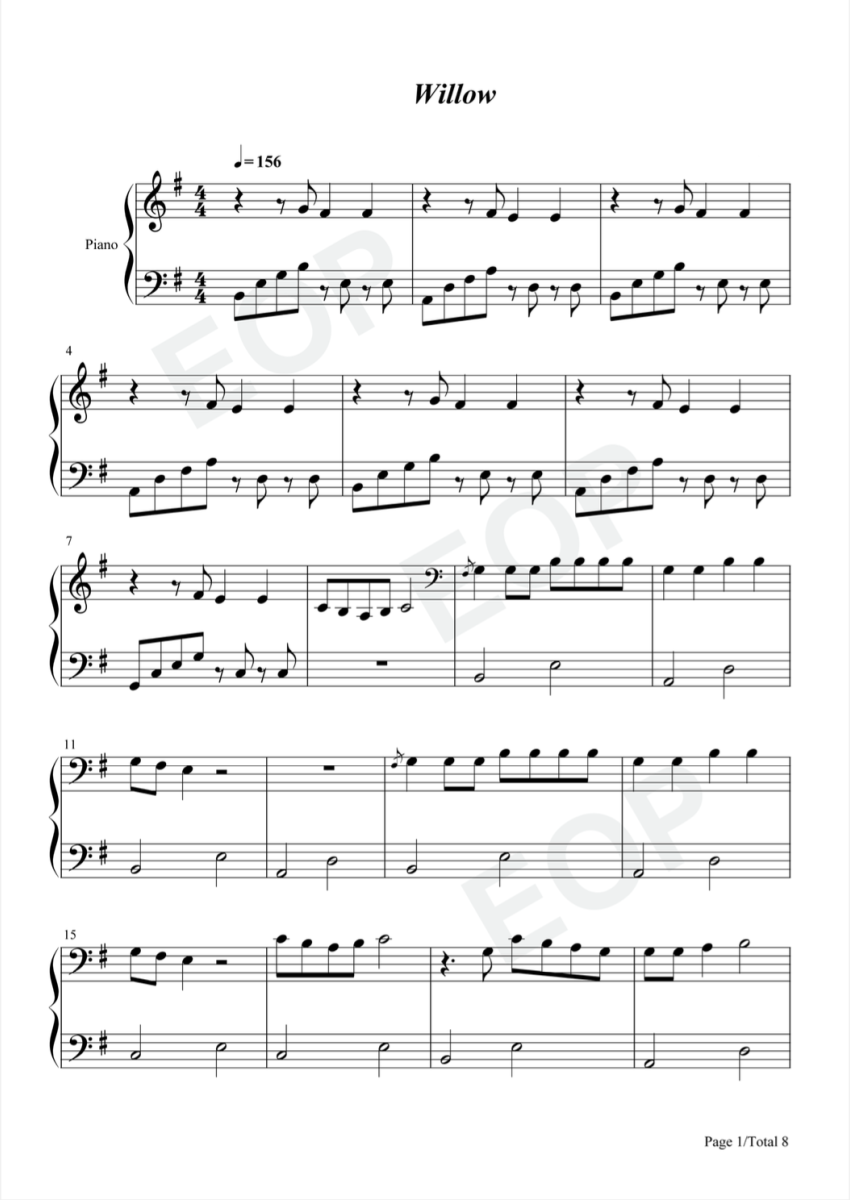 Taylor Swift Willow Sheet Music Downloads