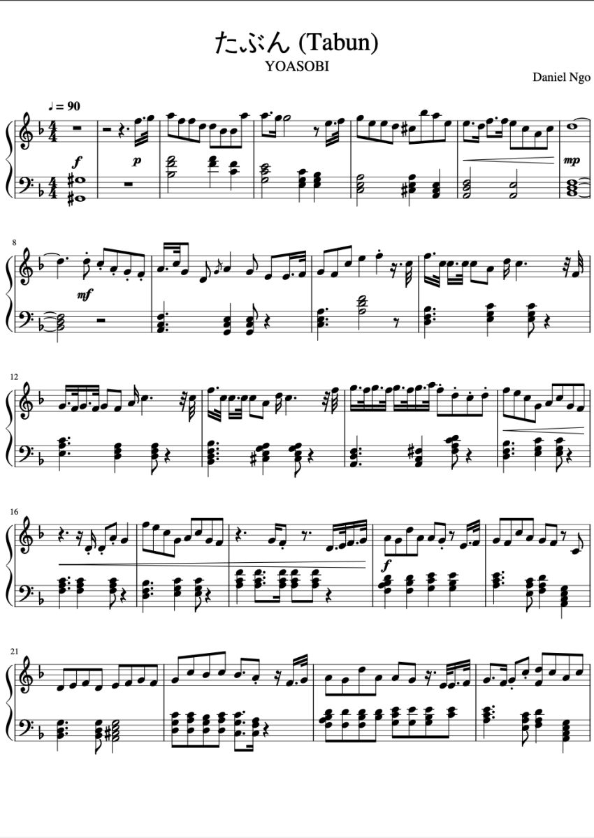 Ayase / YOASOBI Tabun / Probably Sheet Music Downloads
