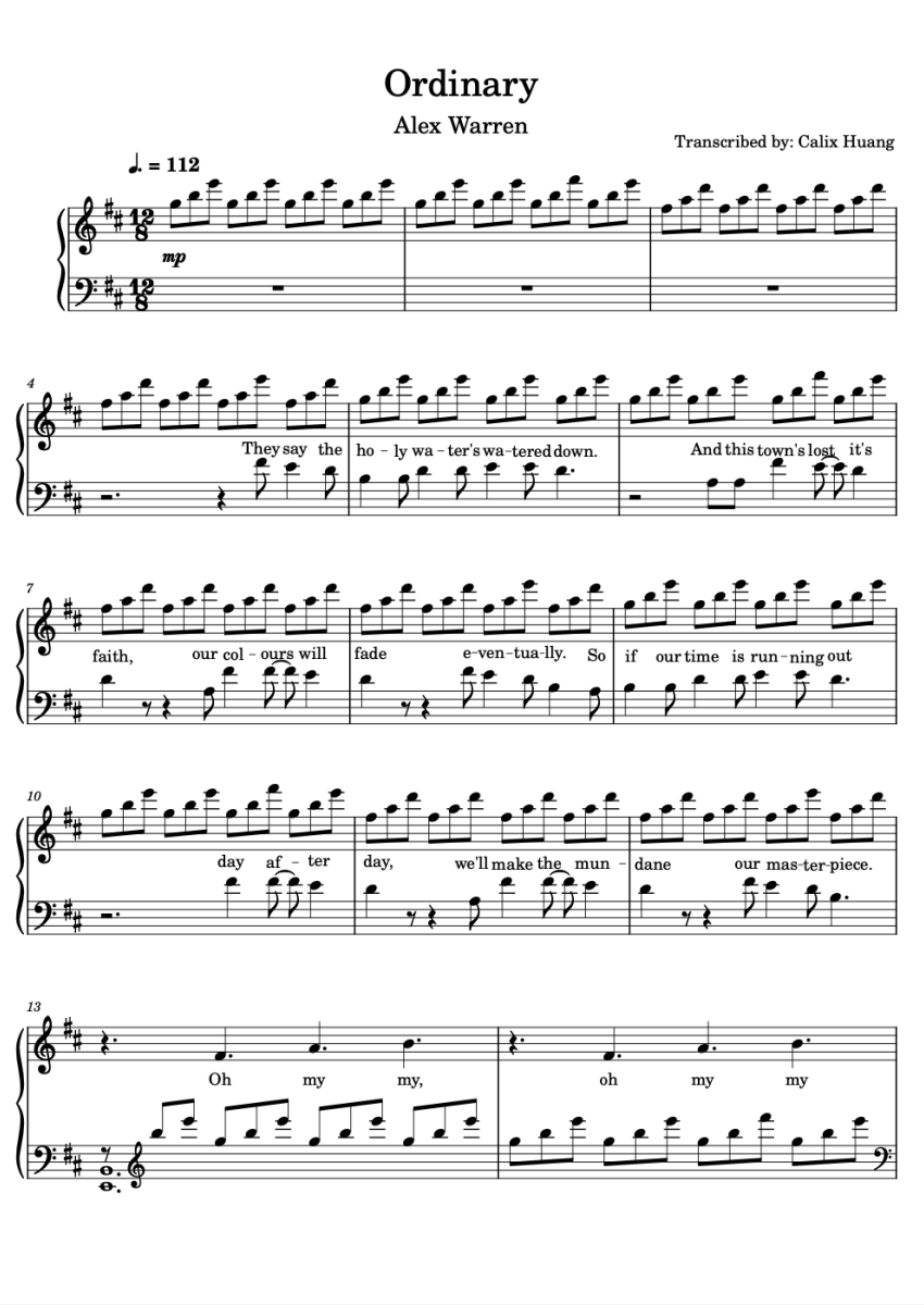 Alex Warren Ordinary Sheet Music Downloads
