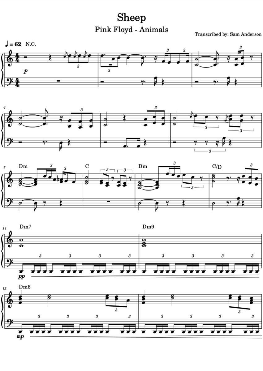 Pink Floyd Sheep Sheet Music Downloads