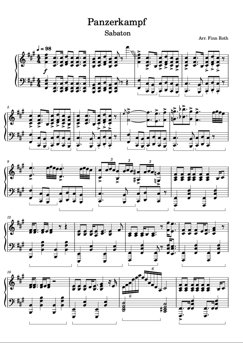 Sabaton Panzerkampf Sheet Music Downloads