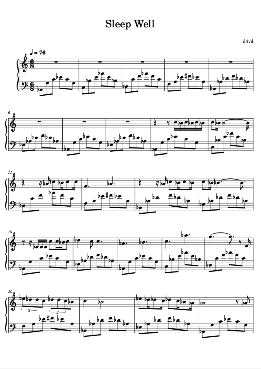 d4vd Sleep Well Sheet Music Downloads
