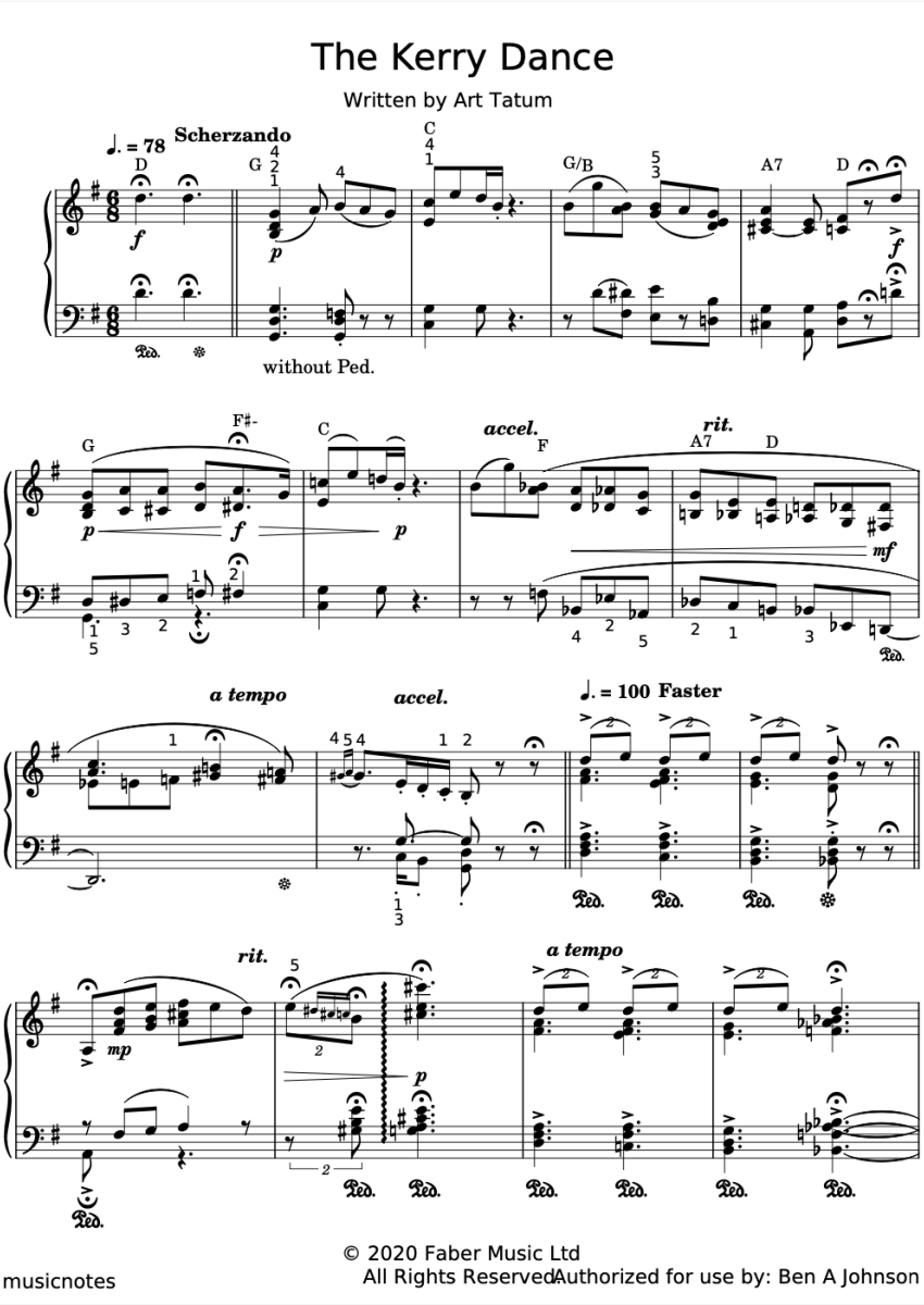 Art Tatum The Kerry Dance Sheet Music Downloads