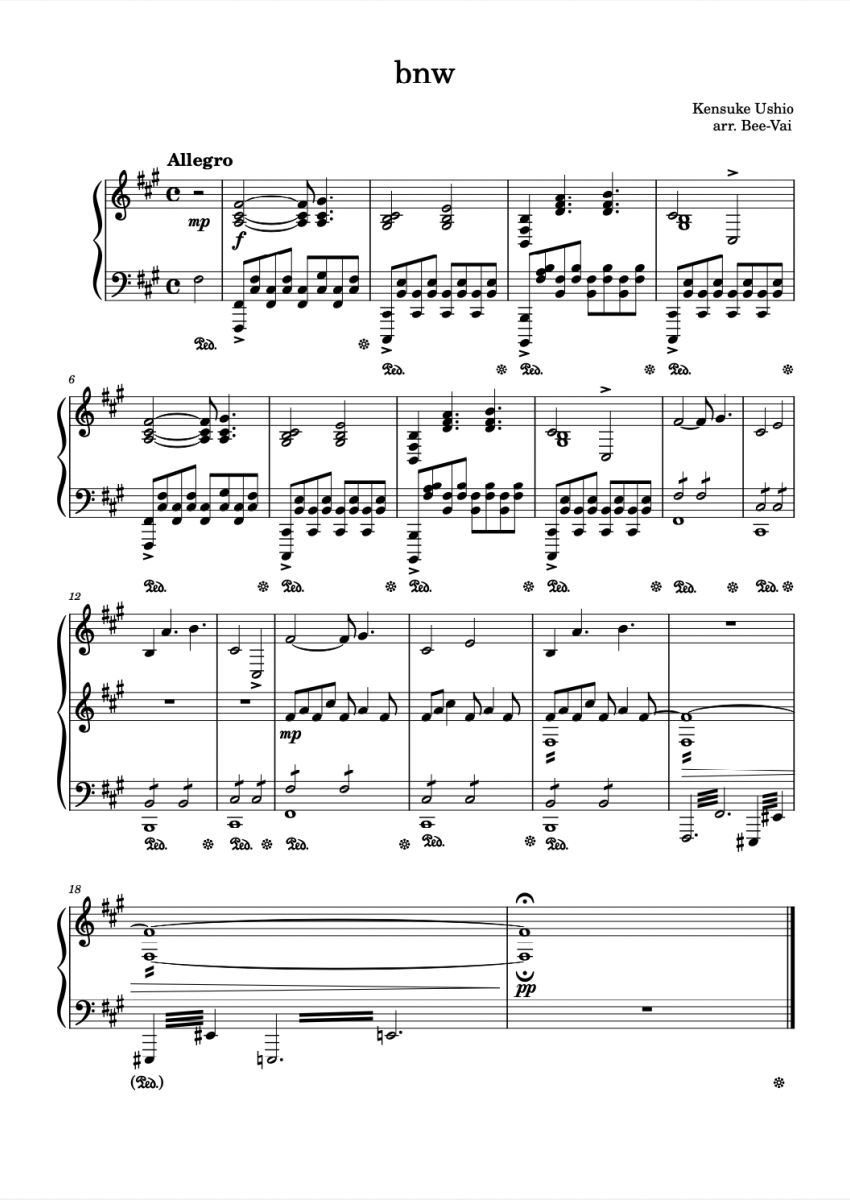 Kensuke Ushio Bnw Sheet Music Downloads