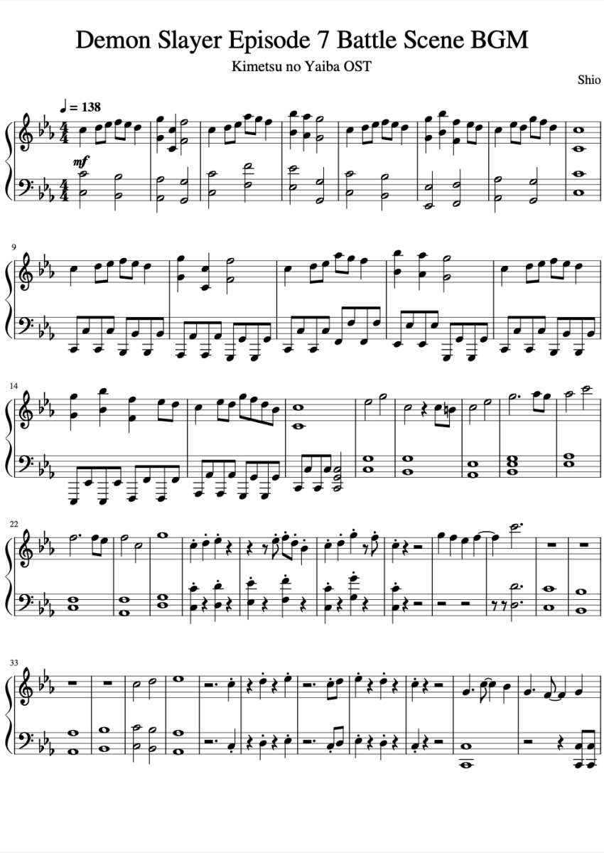 Yuki Kajiura Tengen Uzui vs Gyutaro Theme Sheet Music Downloads