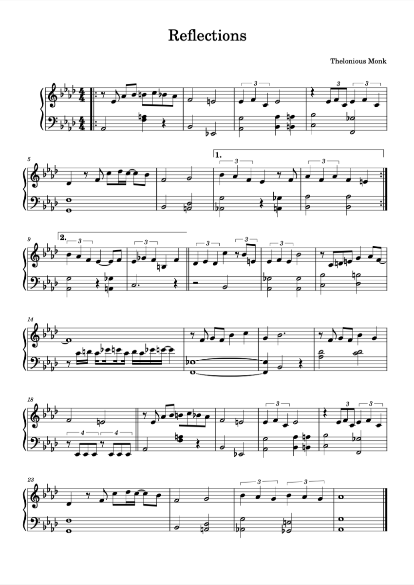 Thelonious Monk Reflections Sheet Music Downloads