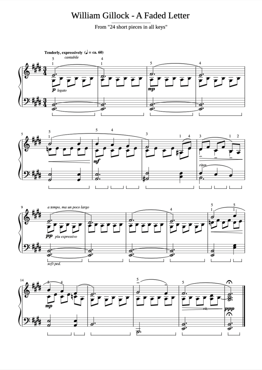 William Gillock A Faded Letter Sheet Music Downloads
