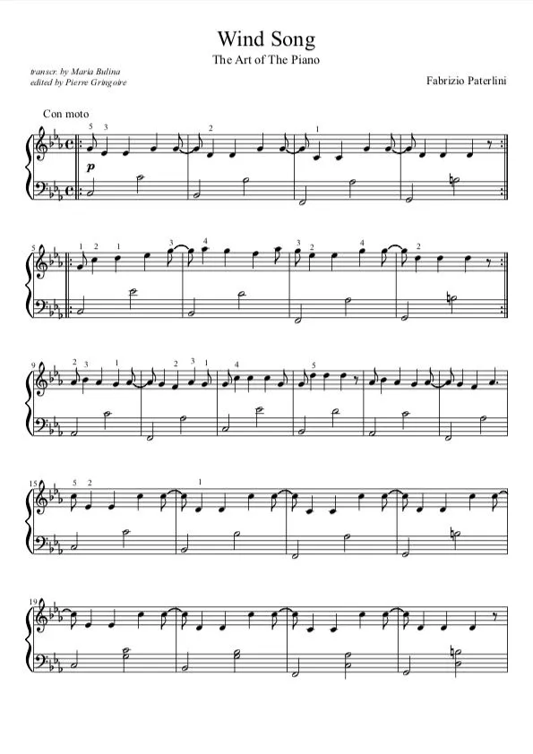 Fabrizio Paterlini Wind song Sheet Music Downloads