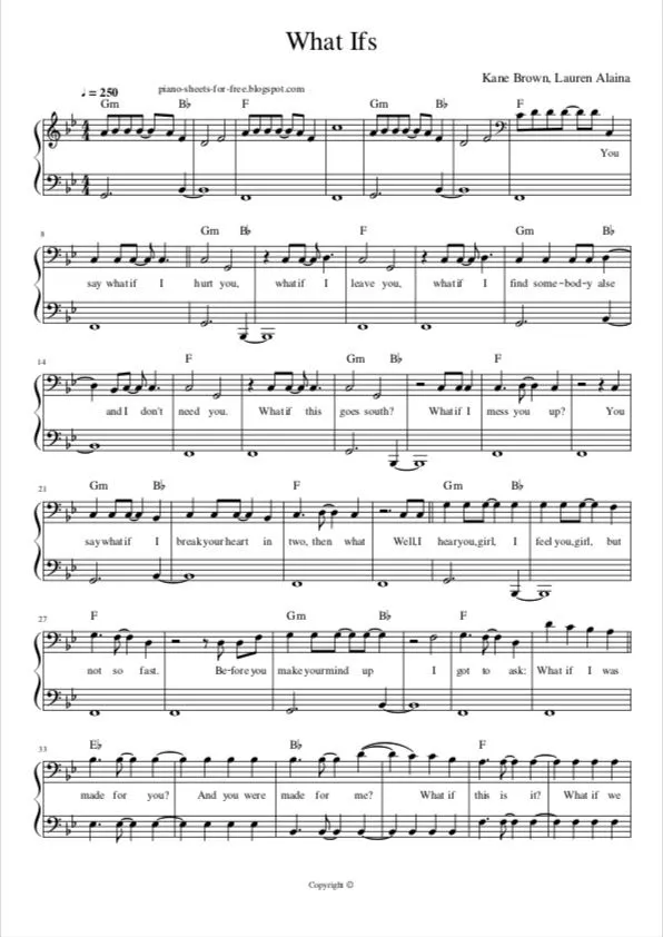 Lauren Alaina Kane Brown What Ifs Sheet Music Downloads