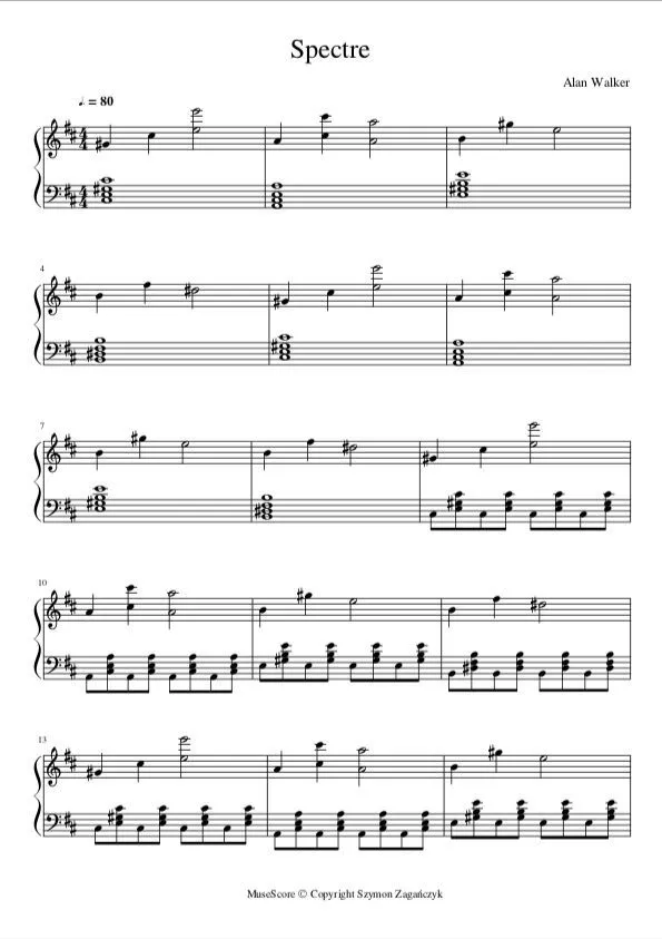 Alan Walker The Spectre Sheet Music Downloads