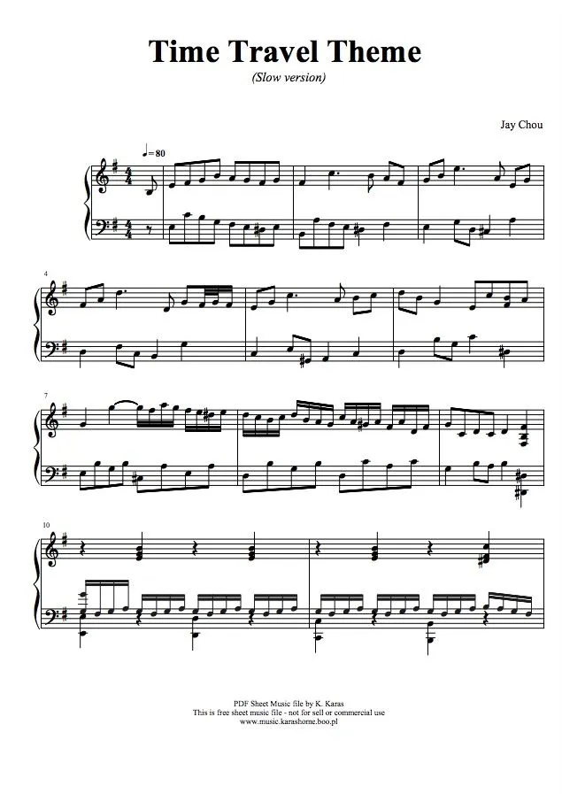 Jay Chou Time Travel Theme Sheet Music Downloads