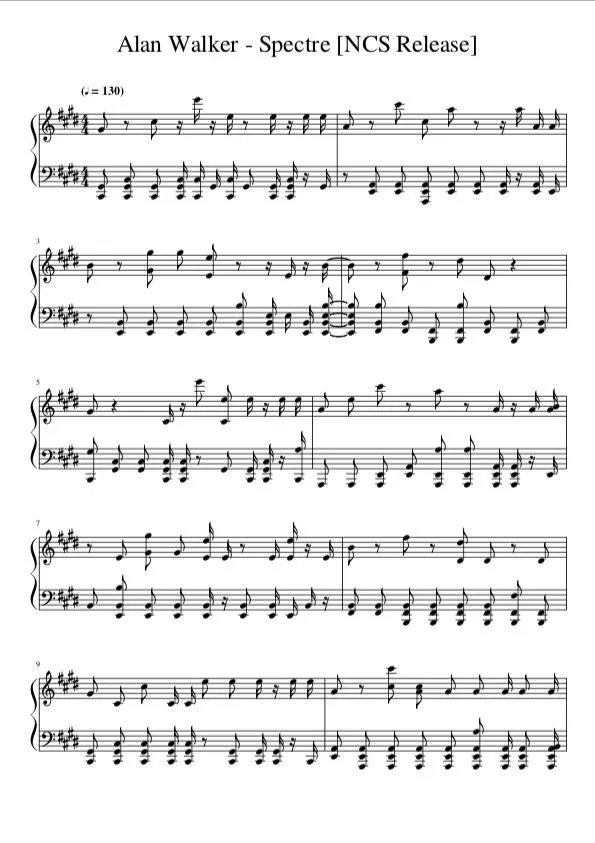 Alan Walker The Spectre Sheet Music Downloads