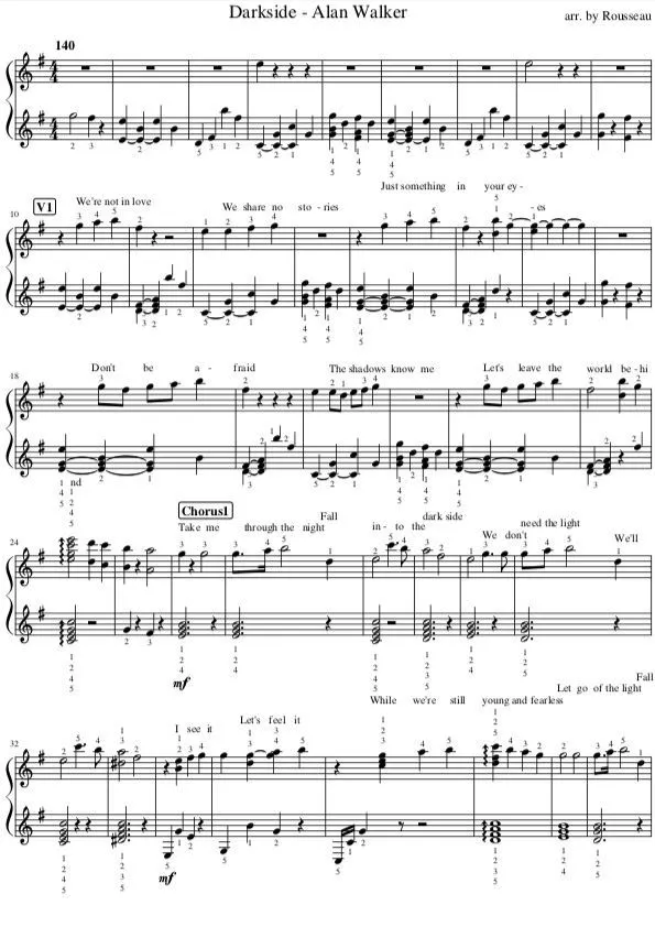 Alan Walker Darkside Sheet Music Downloads