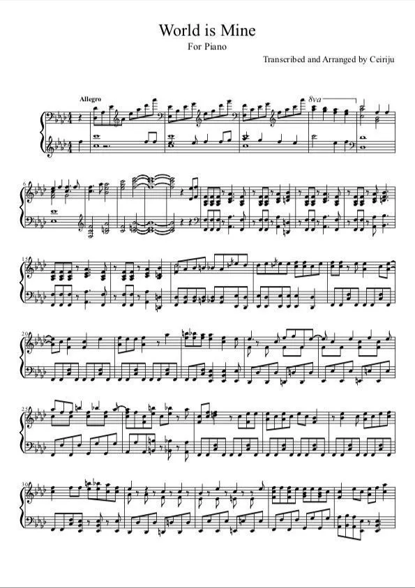 Hatsune Miku World is Mine Sheet Music Downloads