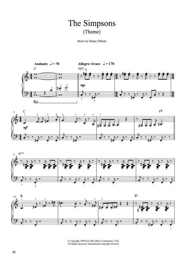 Danny Elfman The Simpsons Theme Sheet Music Downloads
