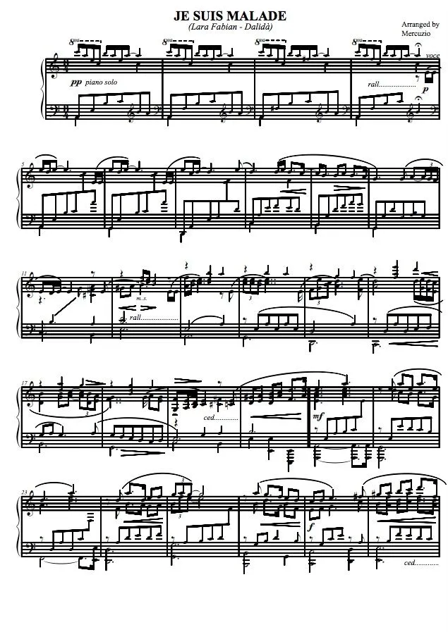 Lara Fabian Je suis Malade Sheet Music Downloads