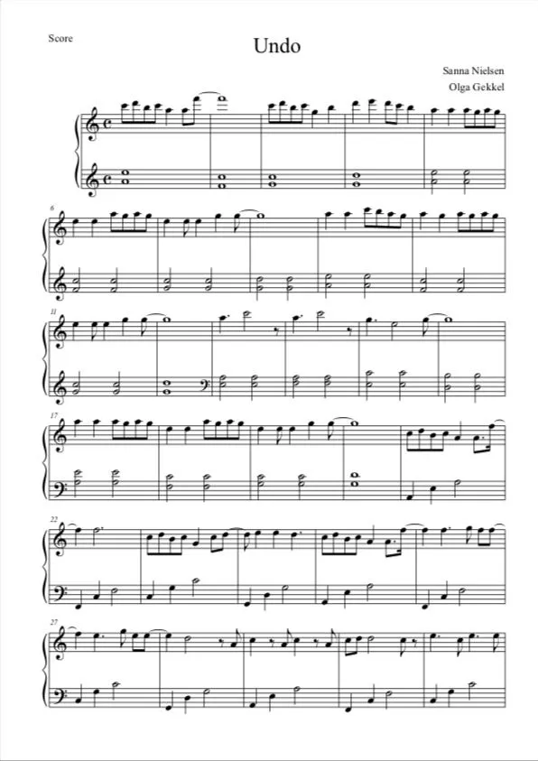 Sanna Nielsen Undo Sheet Music Downloads