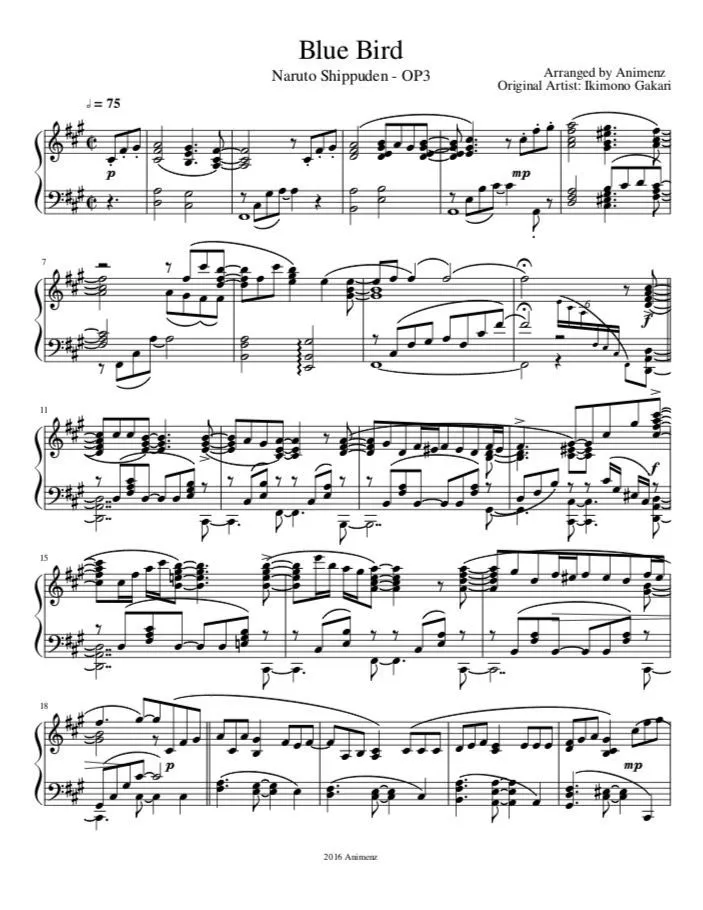 Ikimono-gakari Blue bird Sheet Music Downloads