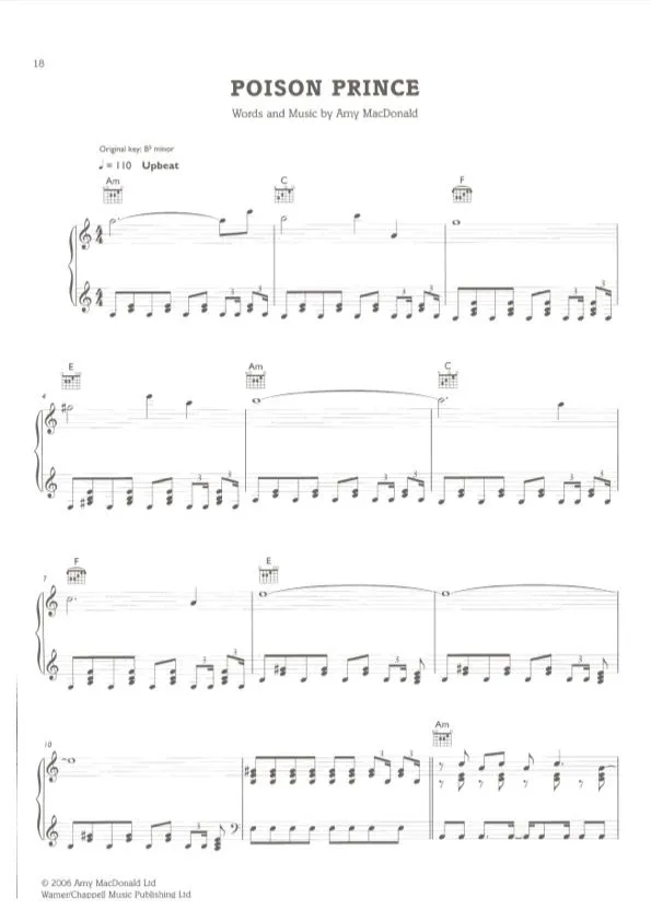 Amy Macdonald Poison Prince Sheet Music Downloads