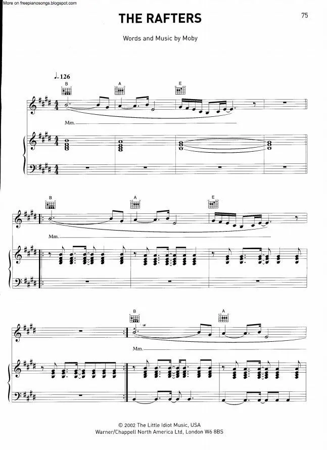 Moby The Rafters Sheet Music Downloads