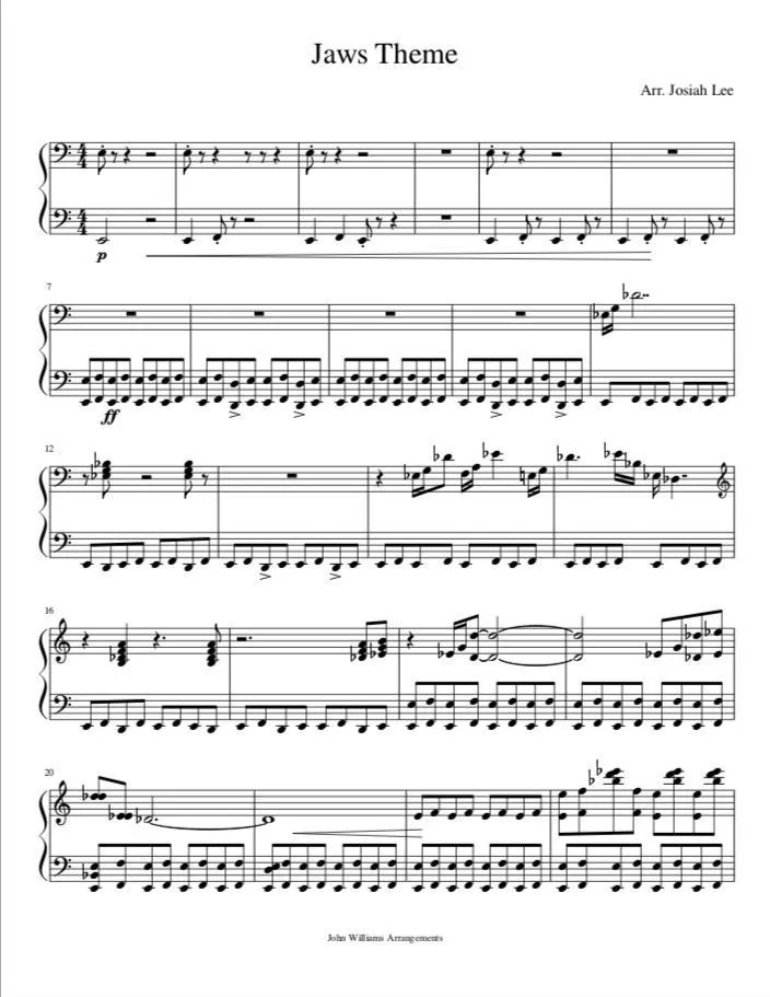 John Williams Jaws Theme Sheet Music Downloads