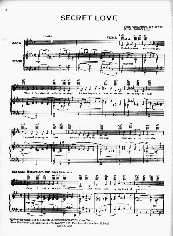 Frank Sinatra Secret Love Sheet Music Downloads