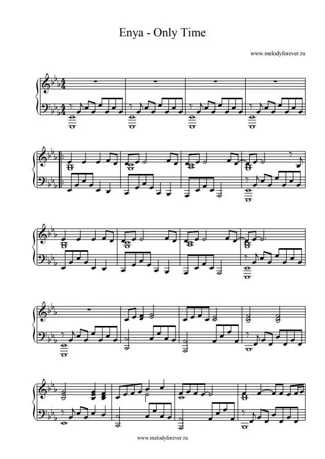 Enya Only Time Sheet Music Downloads