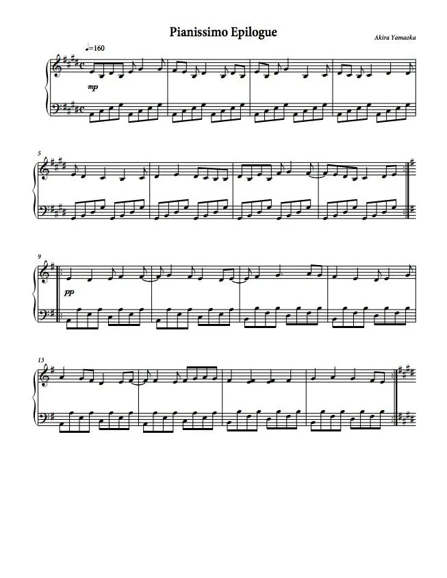 Akira Yamaoka Pianissimo Epilogue Sheet Music Downloads