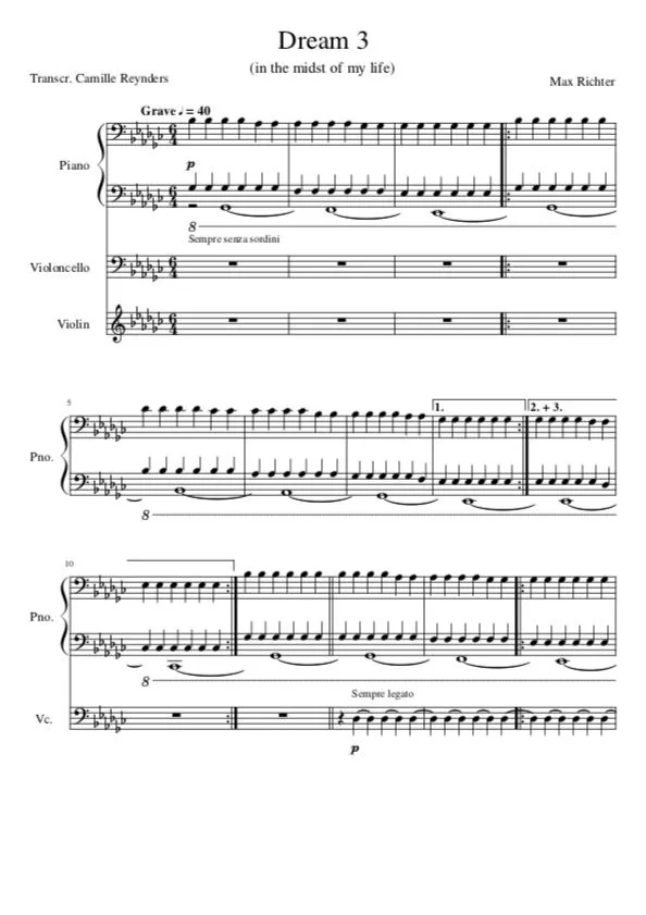 Max Richter Dream 3 Sheet Music Downloads
