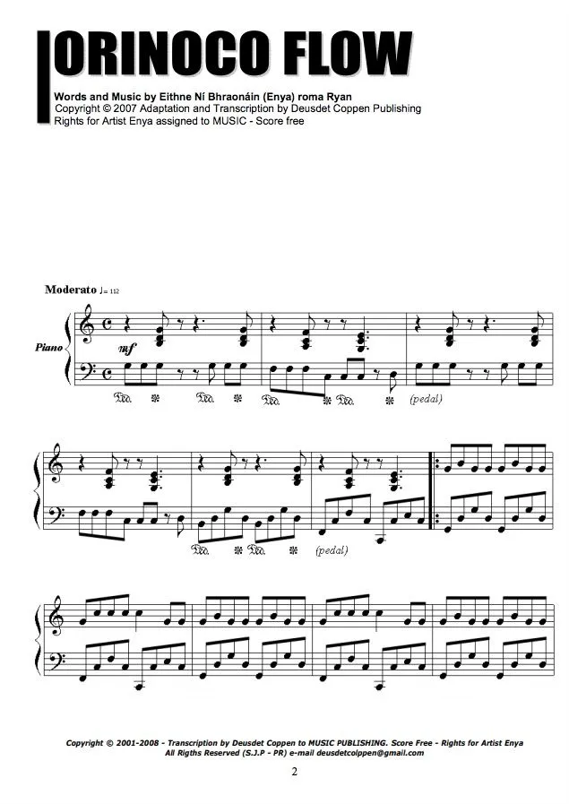 Enya Orinoco Flow Sheet Music Downloads